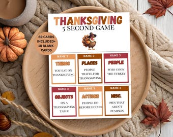 Thanksgiving 5 Second Game, Fun Thanksgiving Game for Adults Kids ...