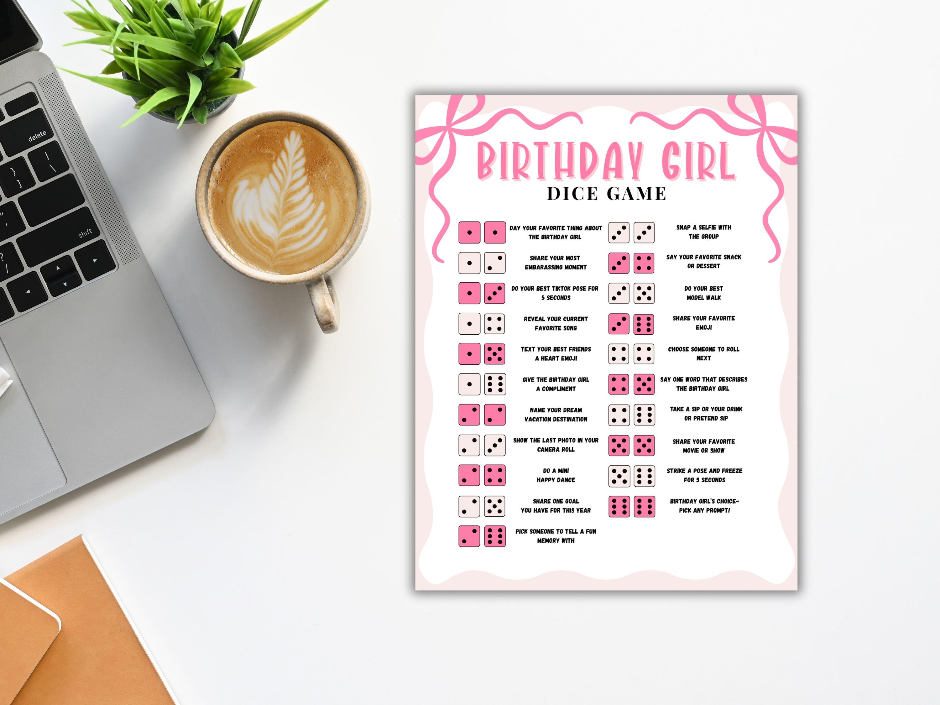 Teen Girl Birthday Dice Game, Birthday Party Game for Teens, Sweet 16 ...