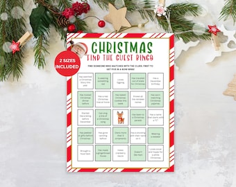 Find the Guest Christmas Game, Find the Guest Bingo, Christmas Party ...