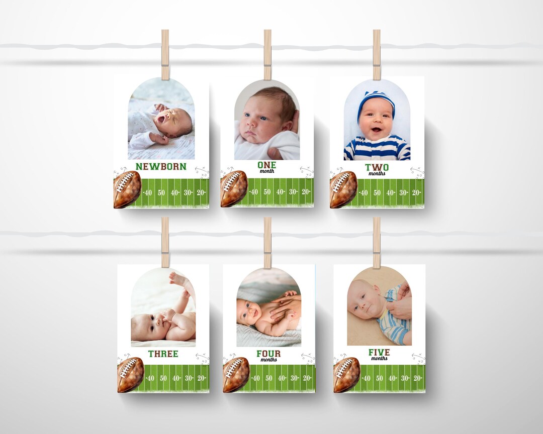 First Year Down, Football 1st Birthday Monthly Photo Banner, First Year ...