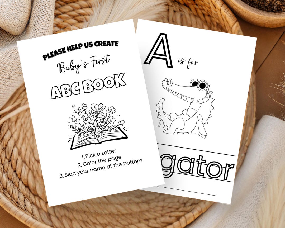 ABC Baby Shower Coloring Book, Baby's First ABC Book, Baby Alphabet ...