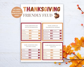 Thanksgiving Friendly Feud Game, Fun Thanksgiving Game for Adults Kids ...