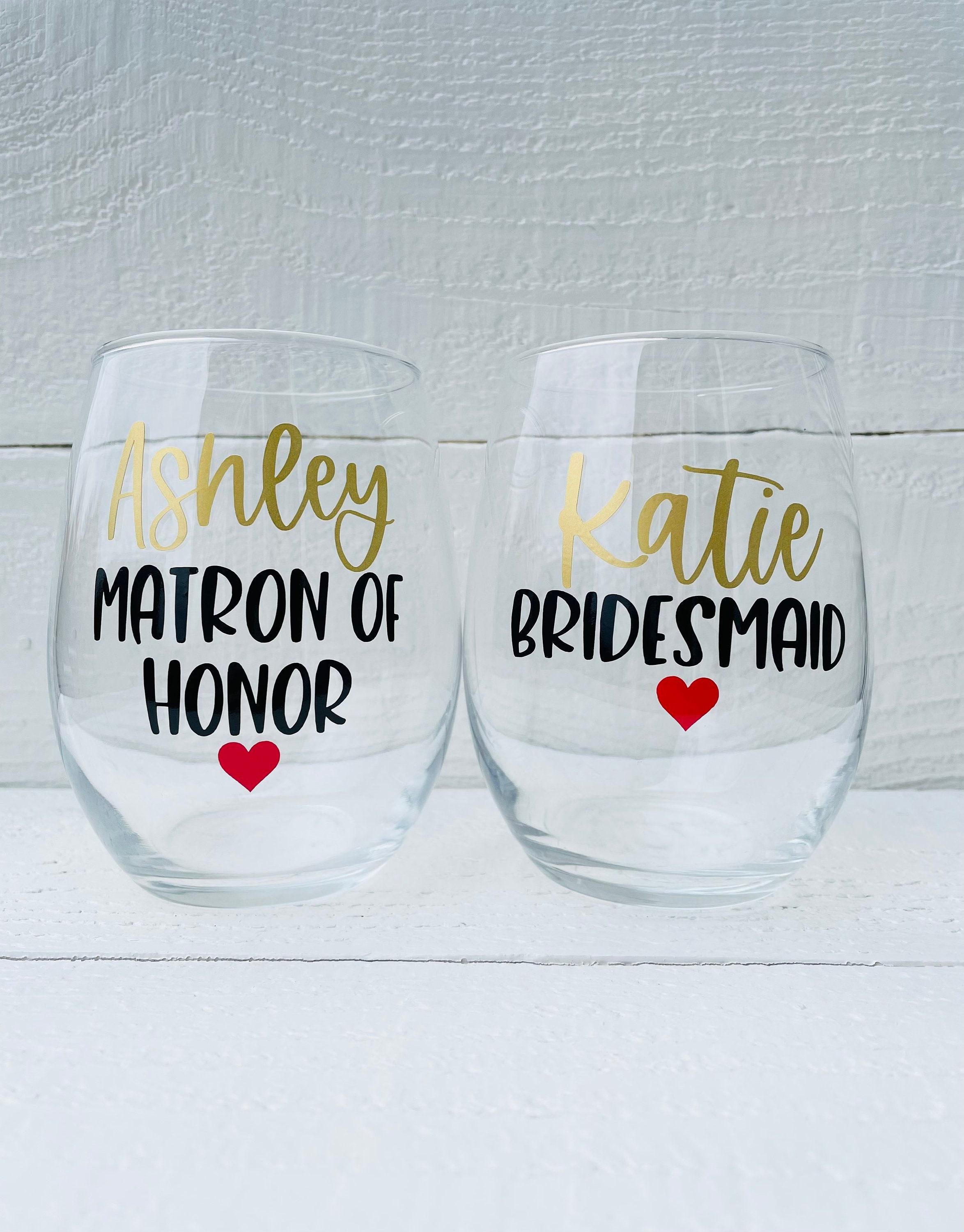 Bridal Party Wine Glasses Bride Maid or Matron of Honor - Etsy