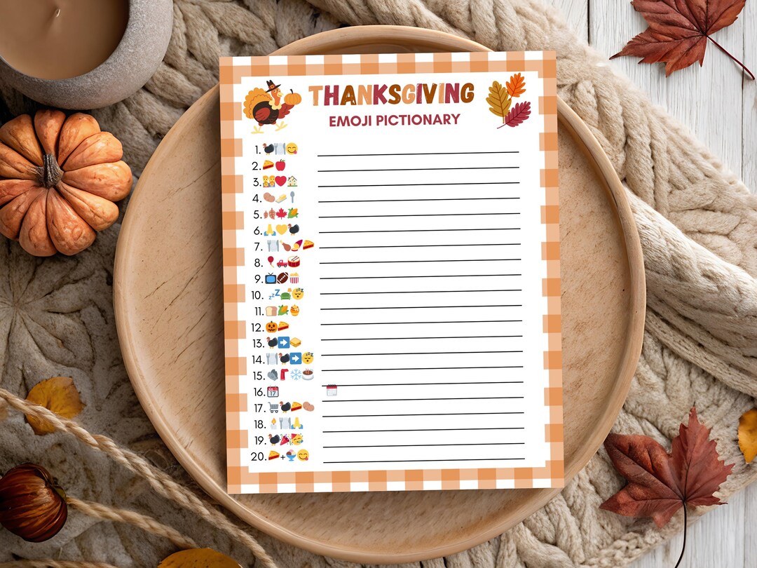 Thanksgiving Emoji Pictionary Game, Thanksgiving Printable Games ...