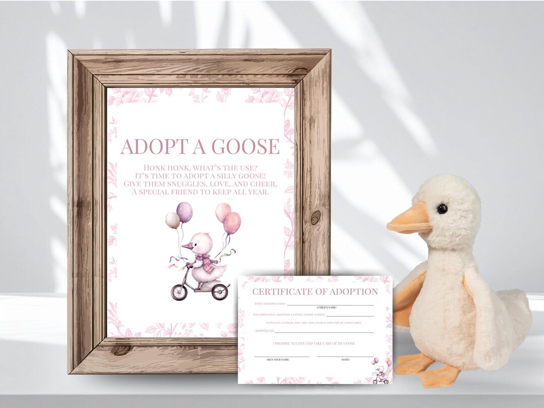 Adopt a Goose Sign Goose, Silly Goose Birthday Adoption Certificate ...
