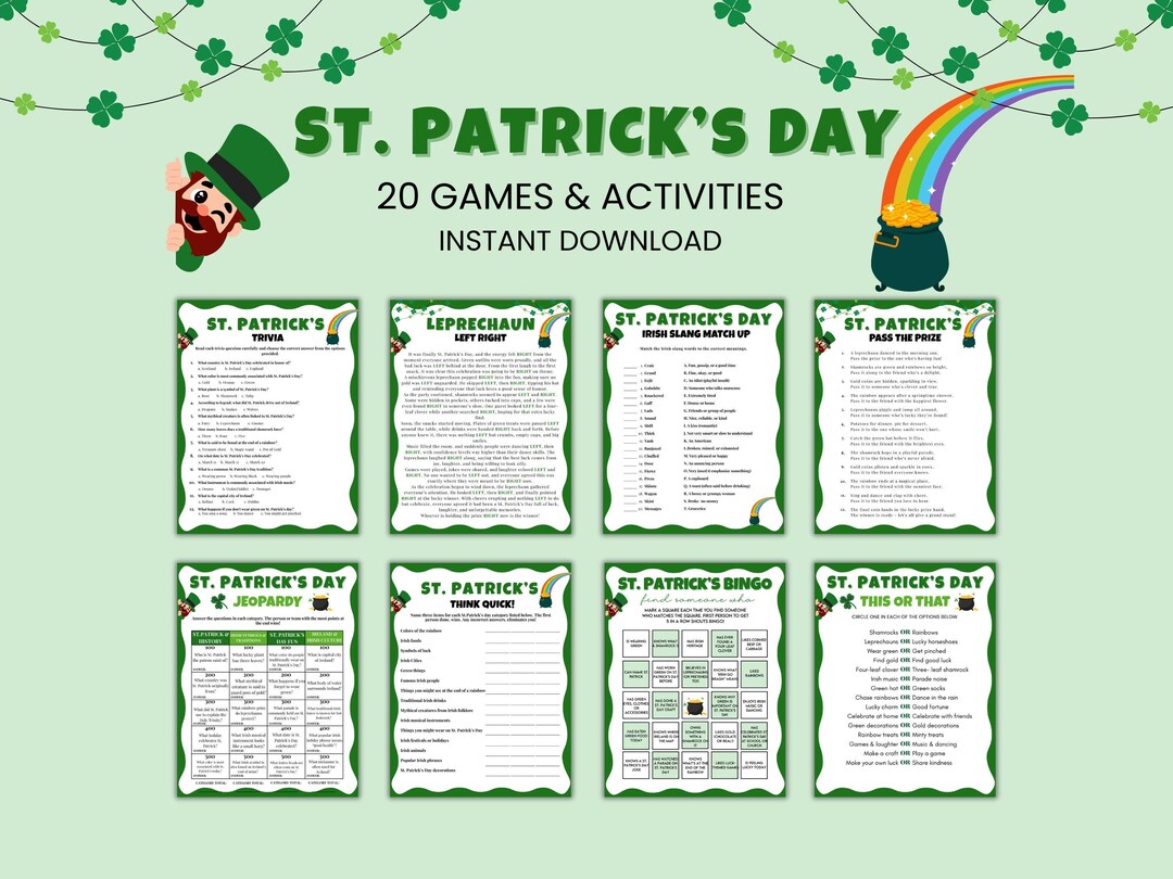 St Patricks Day Games Bundle, St Patricks Day Activities for Kids ...