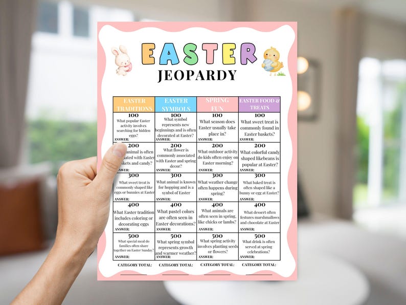 Easter Jeopardy Game, Easter Trivia Game for Kids Adults, Easter ...