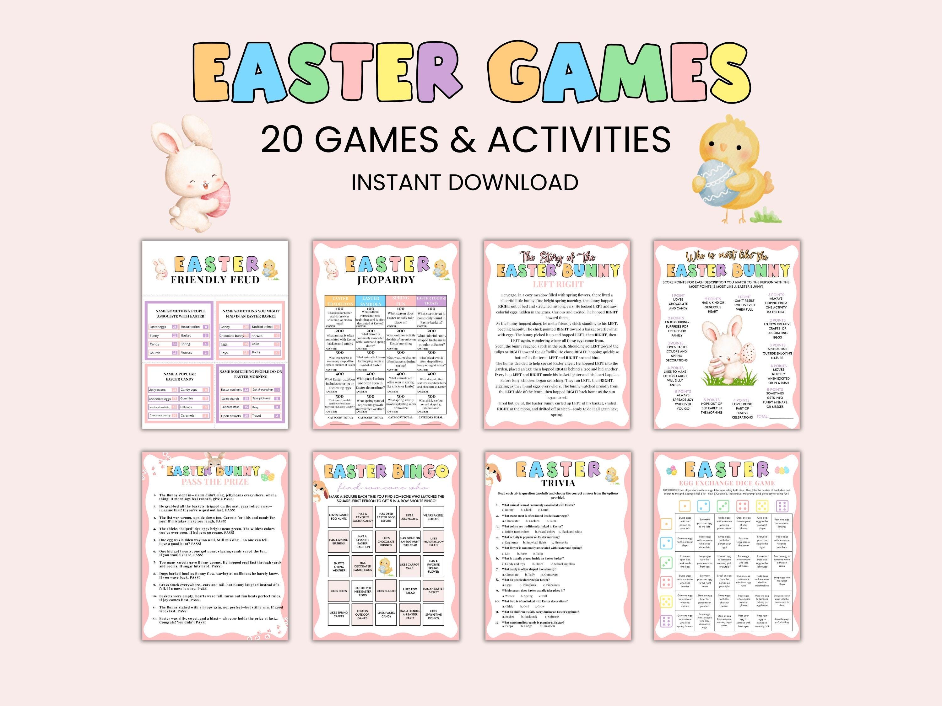Easter Games Bundle, Easter Games for Kids Teens Adults Seniors, Easter ...