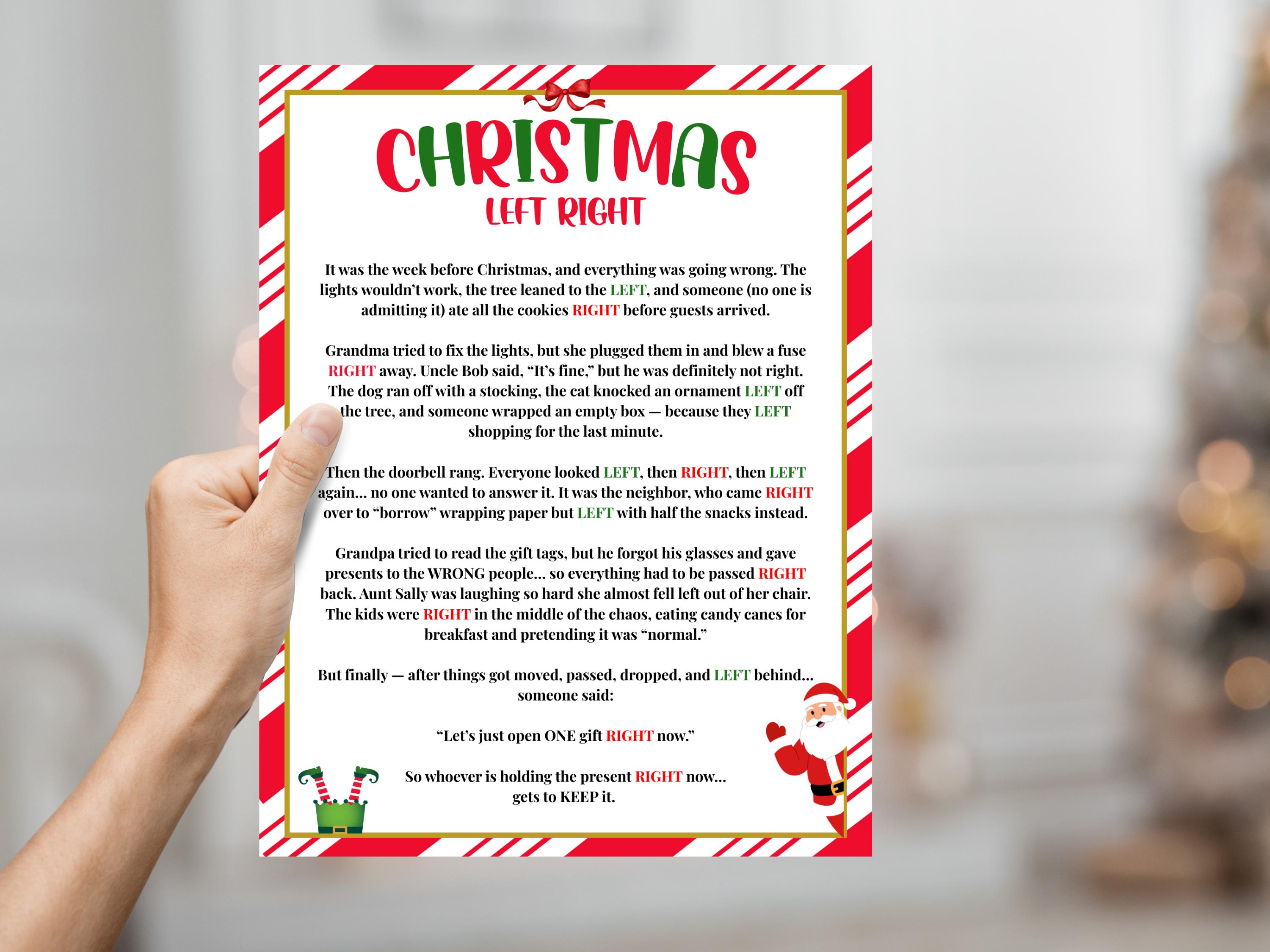 Funny Christmas Left Right Game Printable, Pass the Present Gift ...