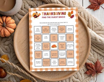 Thanksgiving Find the Guest BINGO, Thanksgiving Party Games ...