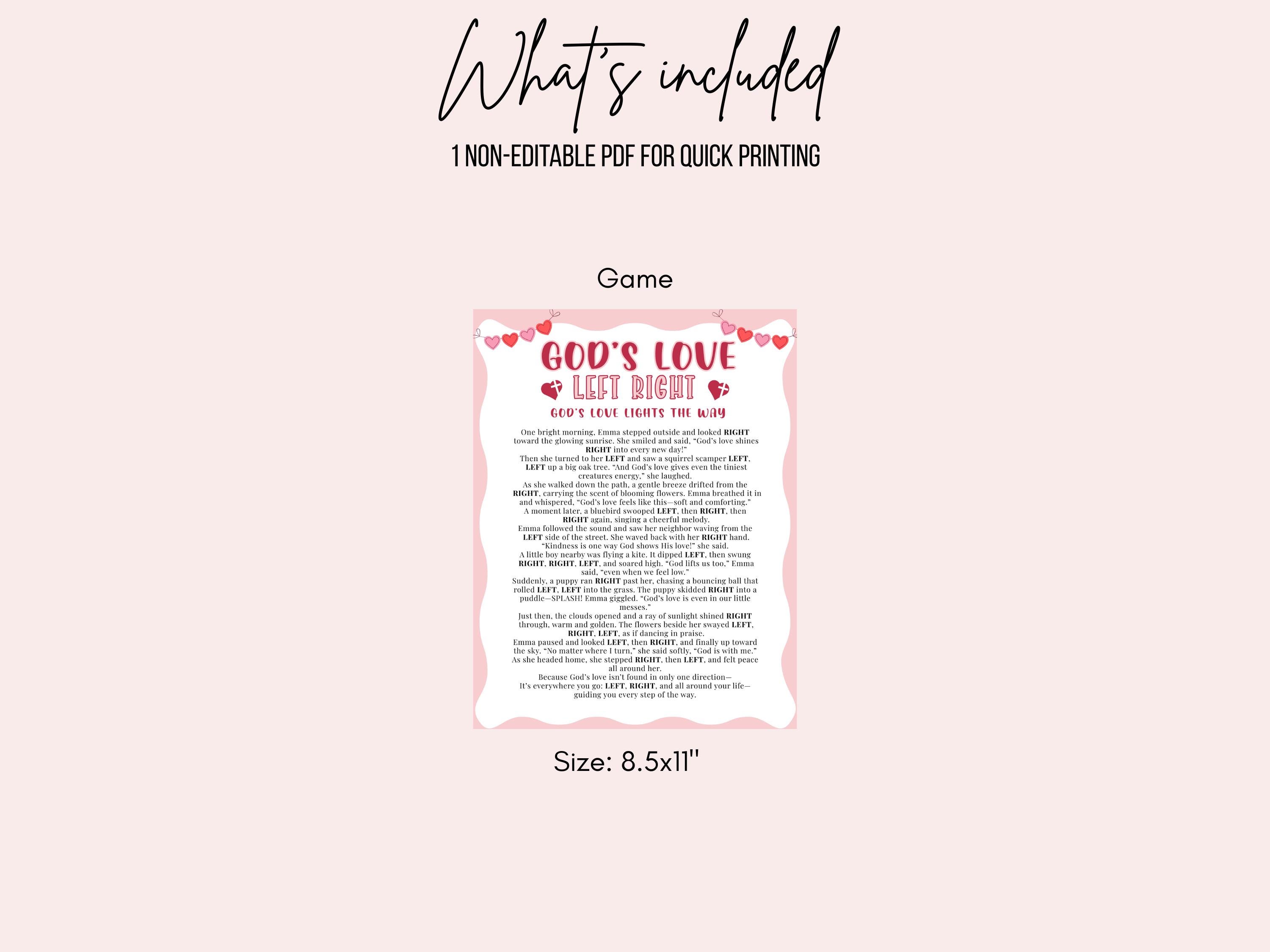 Gods Love Left Right Game, Fun Printable Bible Game for Kids Adults ...