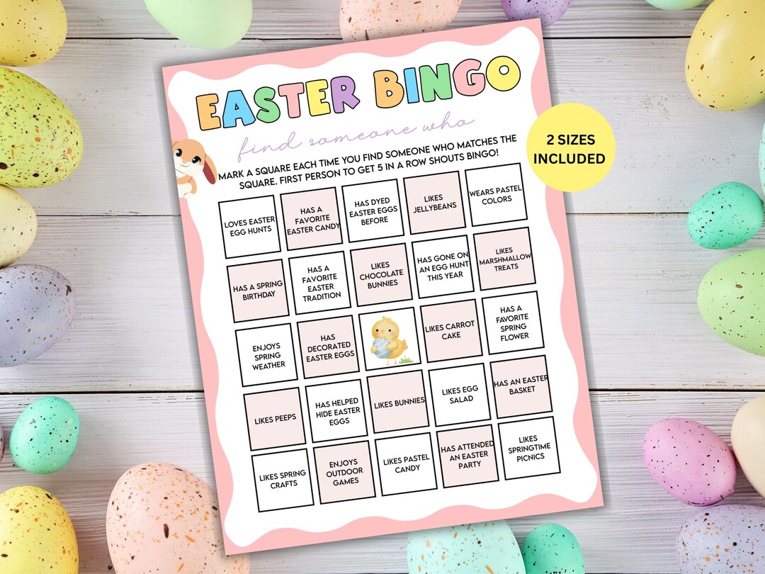 Easter Bingo Find Someone Who Game, Easter Activity for Kids Teens ...