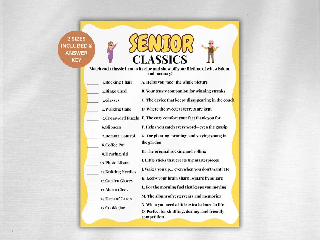 Senior Classics, Games for Senior Citizens, Matching Games, Seniors ...
