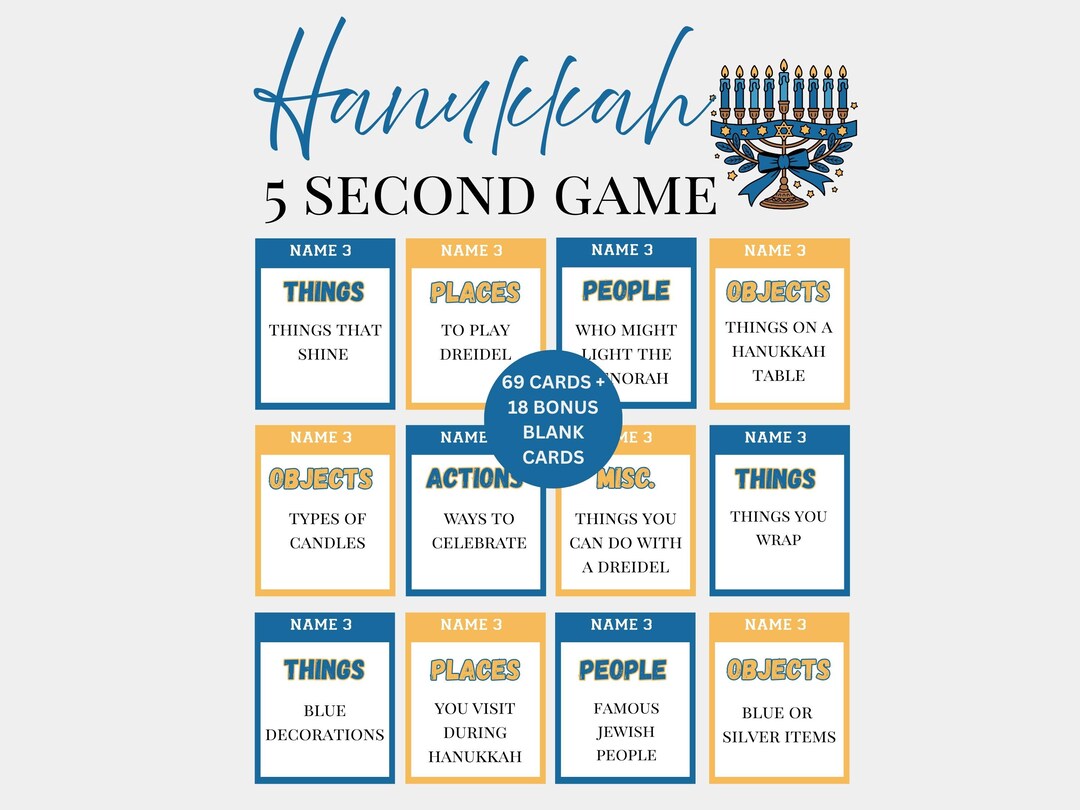 Hanukkah 5 Second Game, Fun Hanukkah Game for Adults Kids, Hanukkah ...