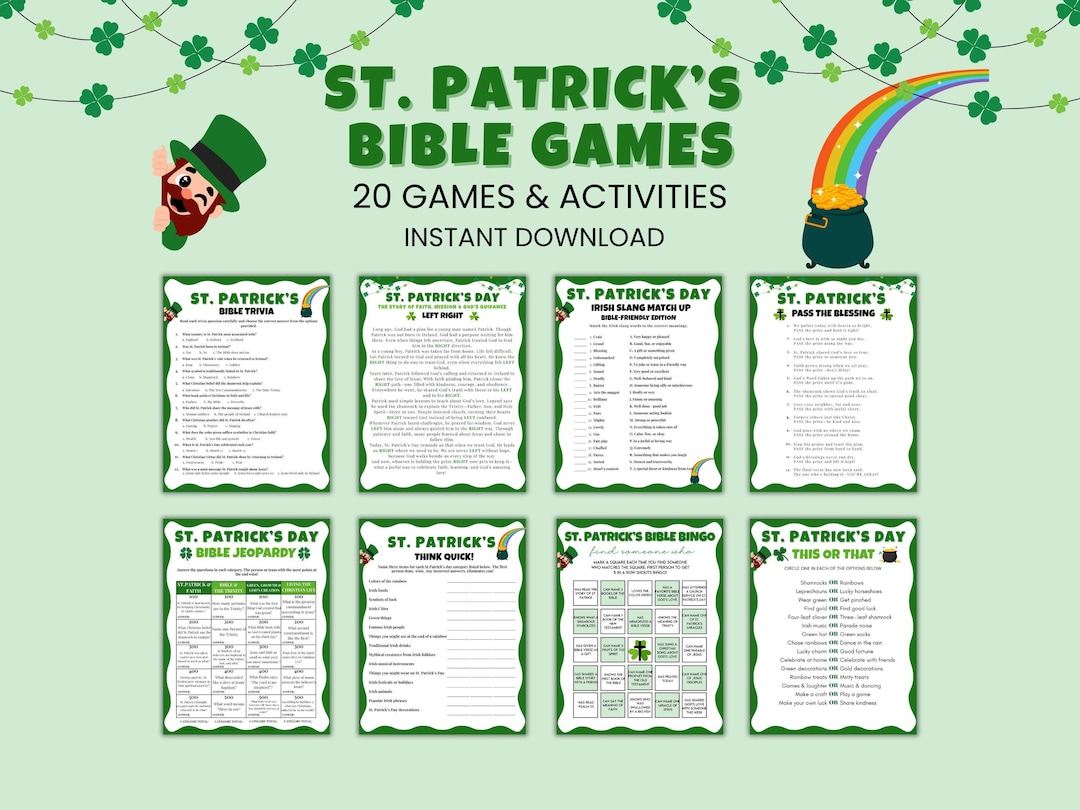 St Patricks Day Bible Games Bundle, St Patricks Day Activities for Kids ...