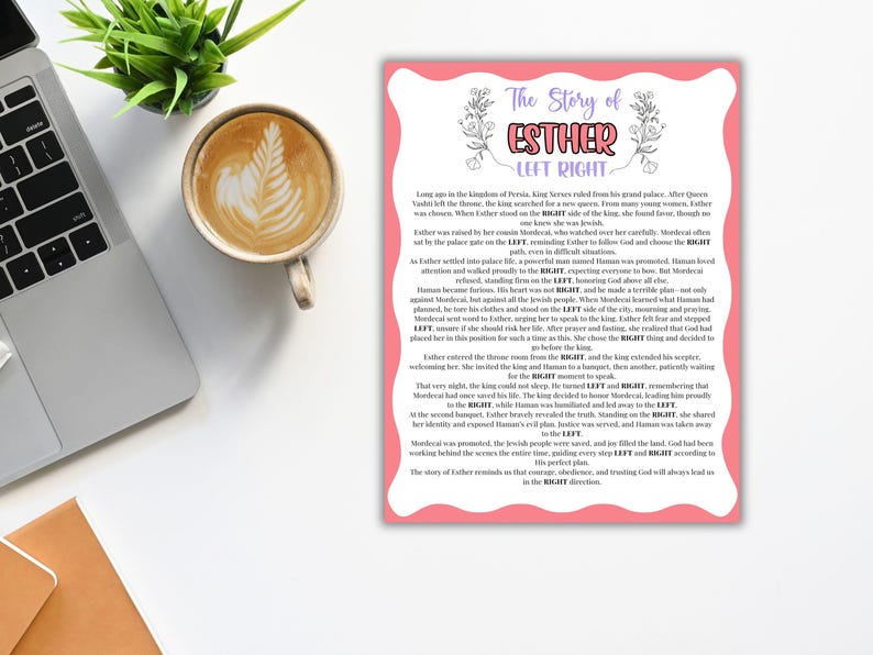 Esther Bible Left Right Game, Printable Bible Game for Kids Adults ...