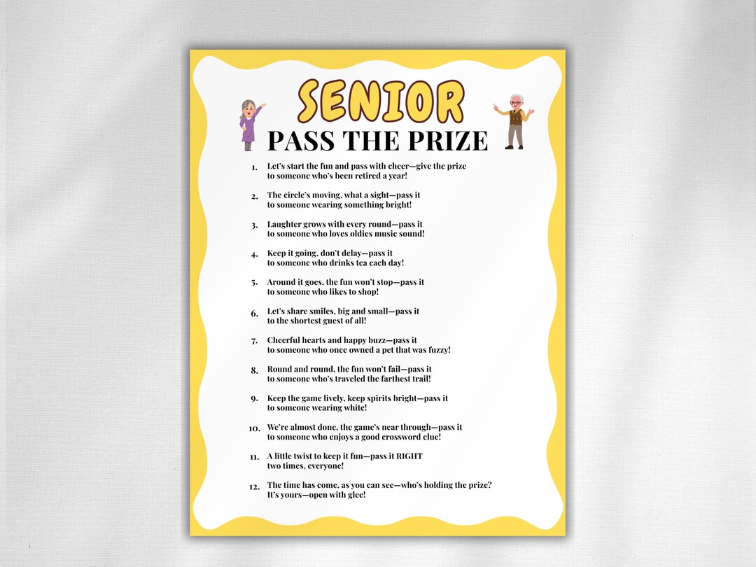 Senior Pass the Prize, Games for Senior Citizens, Elderly Icebreaker ...