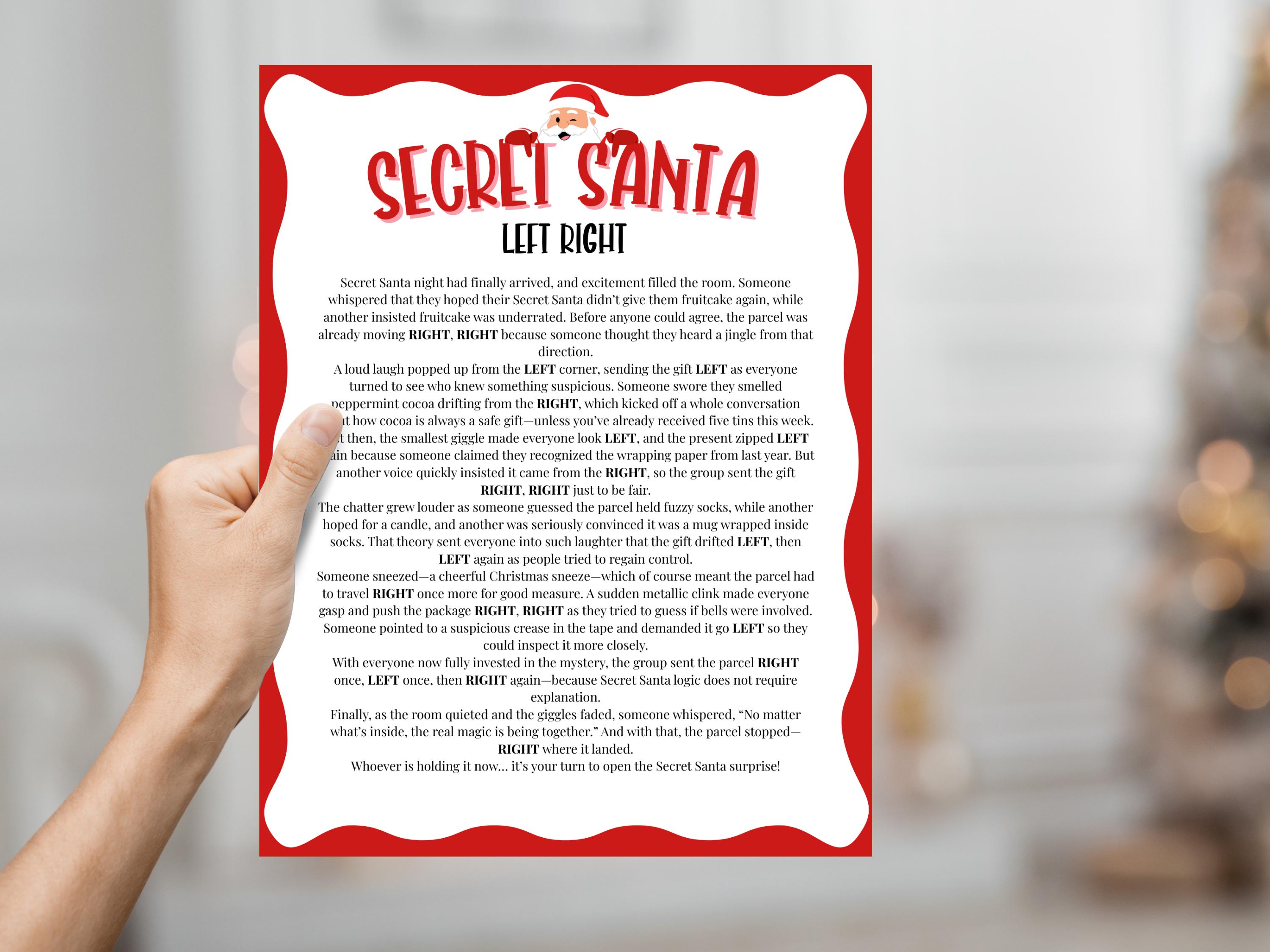 Secret Santa Left Right Game, Fun Group Christmas Party Game for Adults ...