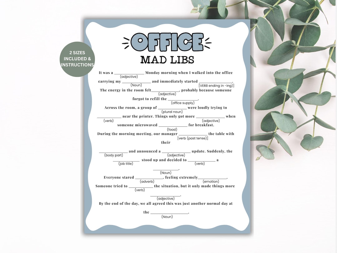 Office Mad Libs Game, Team Building Game for Staff, Workplace ...