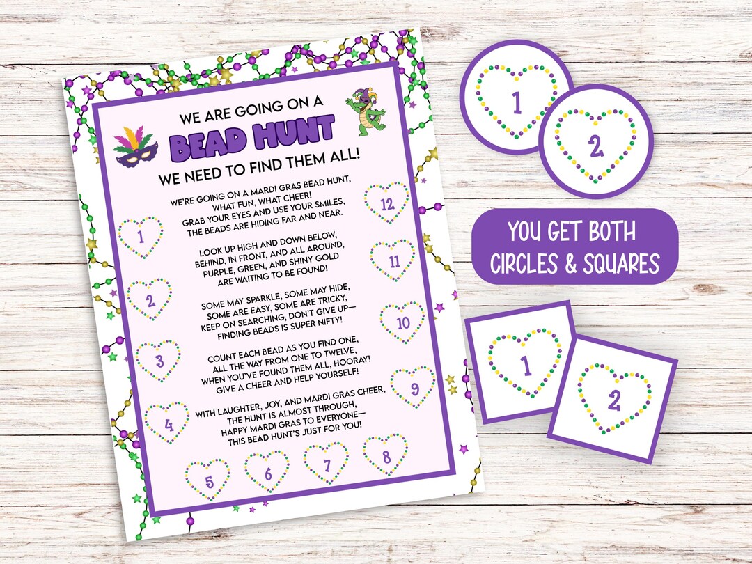 Mardi Gras Scavenger Hunt, Printable Mardi Gras Game, Kids Classroom ...