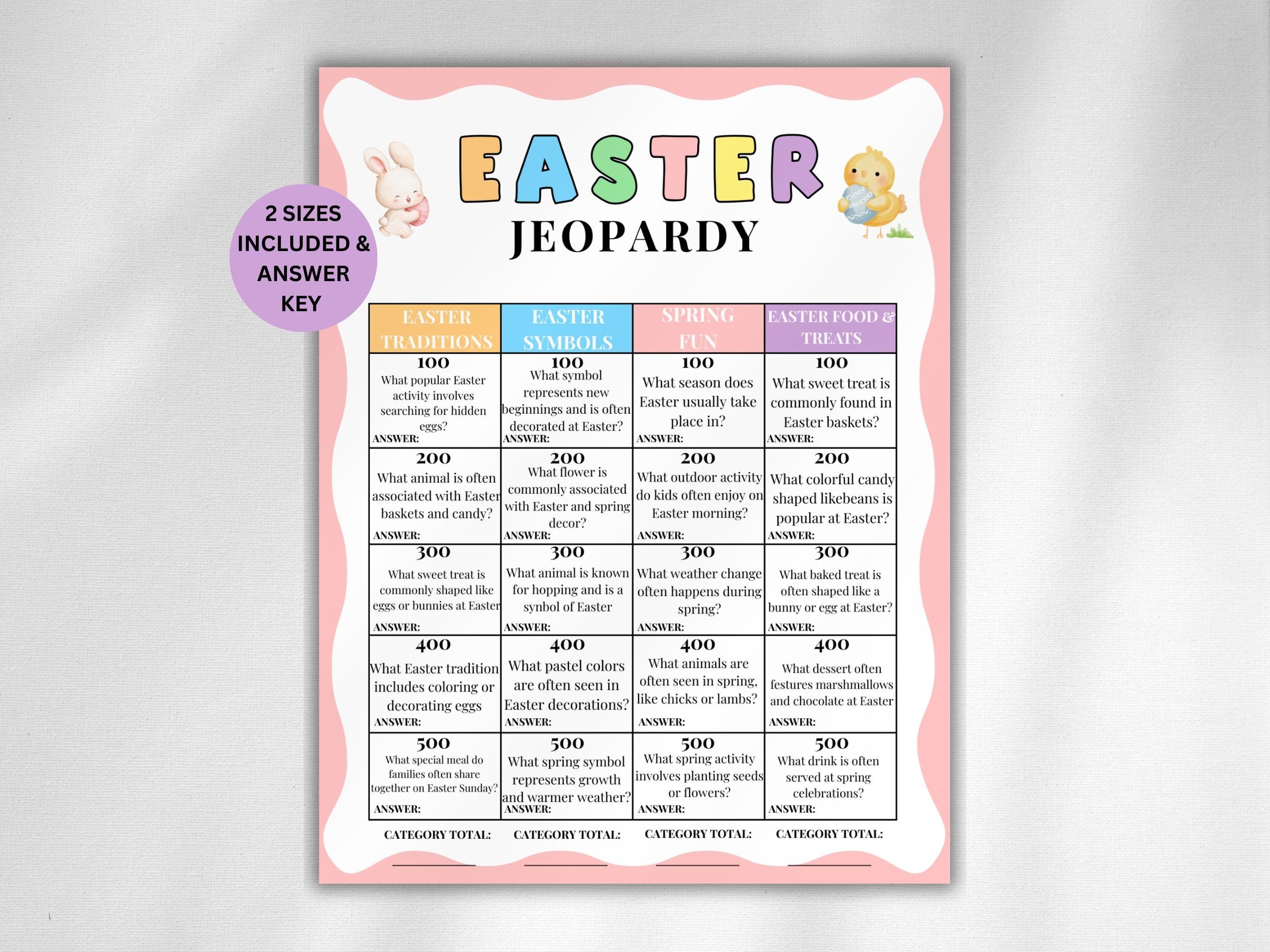 Easter Jeopardy Game, Easter Trivia Game for Kids Adults, Easter ...