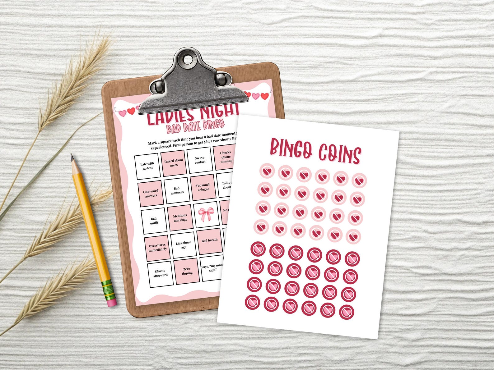 Ladies Night Bingo Game, Girls Night Bad Date Bingo, Girls Night Party ...