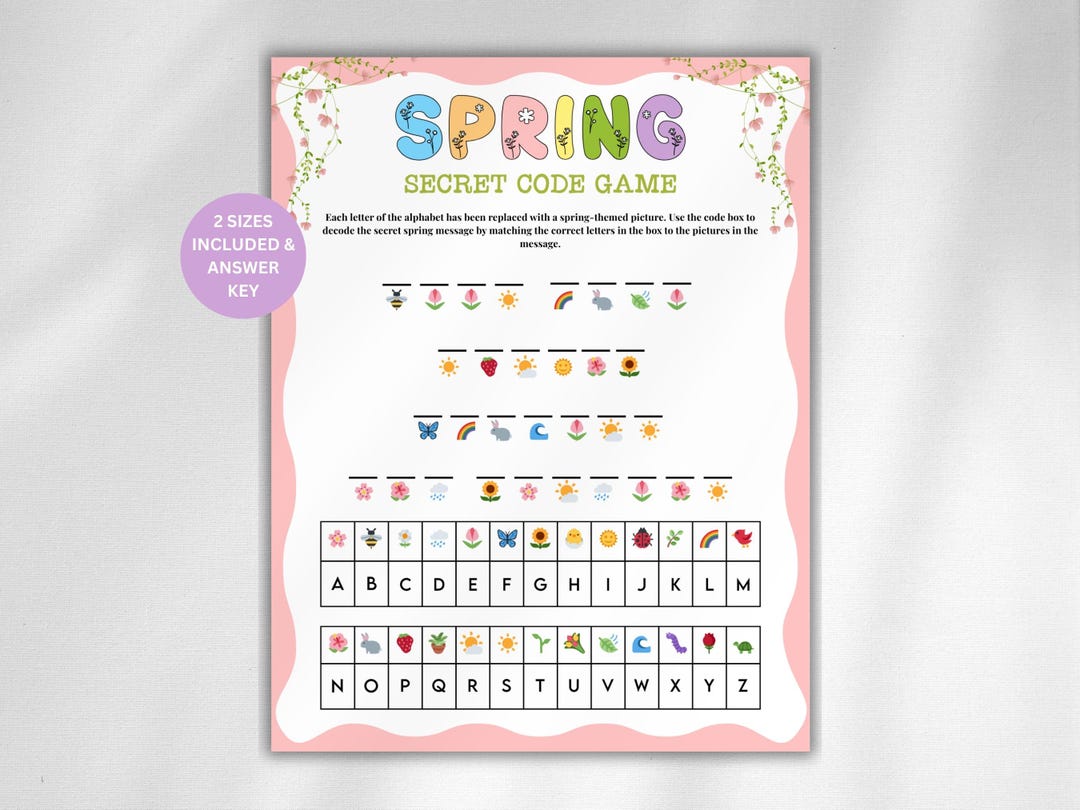 Spring Secret Code Game, Spring Game for Kids Adults, Sprint Trivia ...