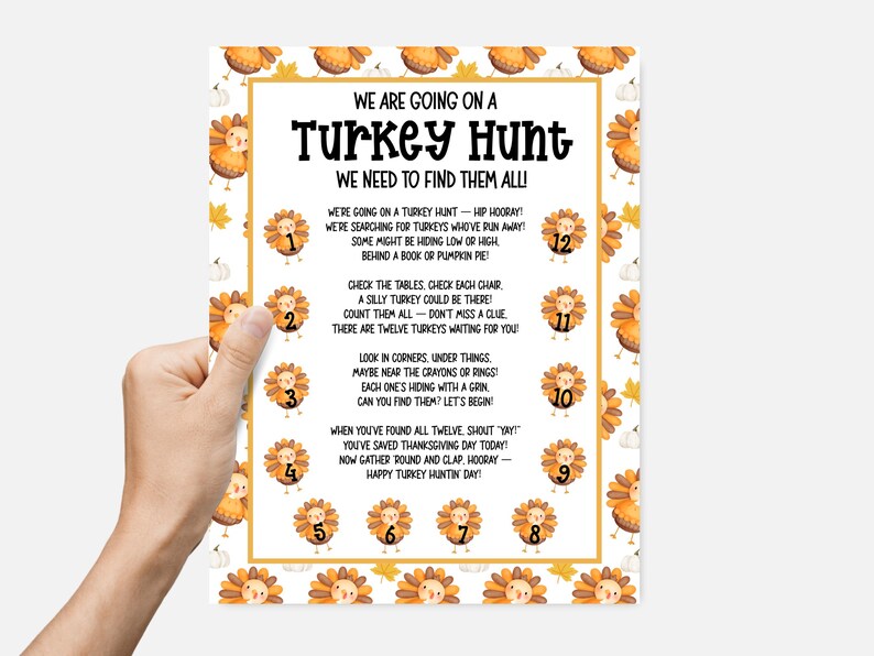Thanksgiving Scavenger Hunt Game, Printable Turkey Hunt Game, Kids ...