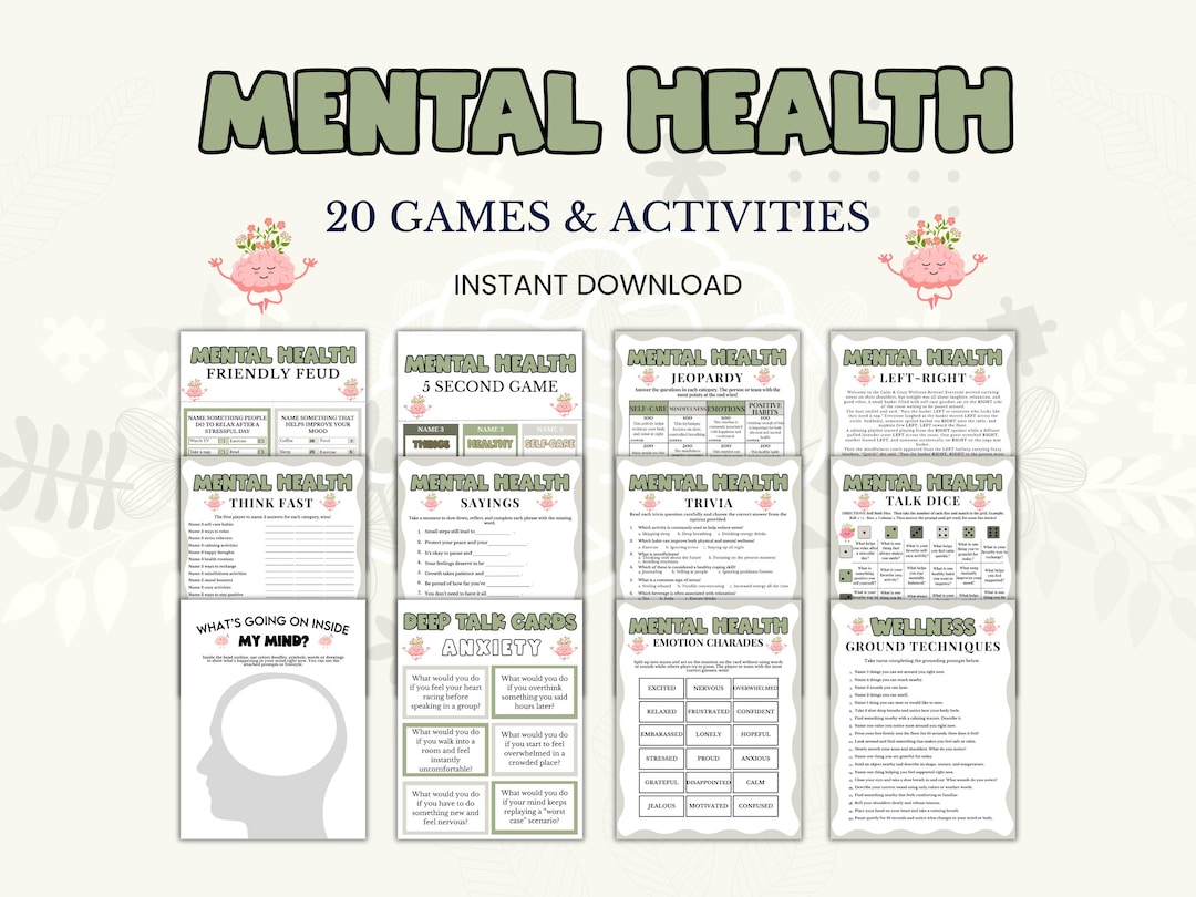 Mental Health Games Bundle, Printable Wellness Games for Kids Teens ...
