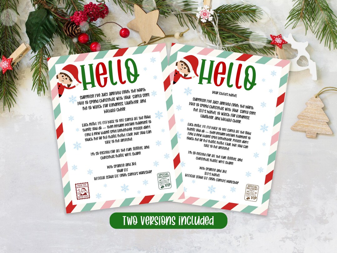 Elf Arrival Letter, First Time Elf Welcome Note, North Pole Printable ...