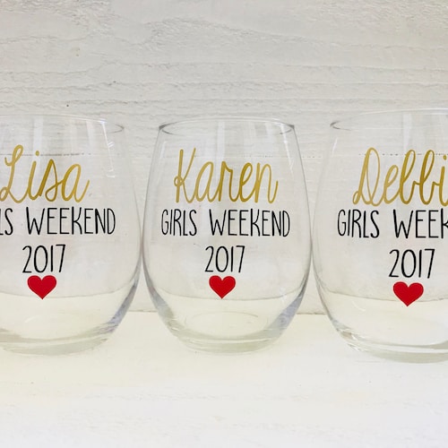 Girls Weekend Wine Glasses Girls Vacation Girls Trip | Etsy