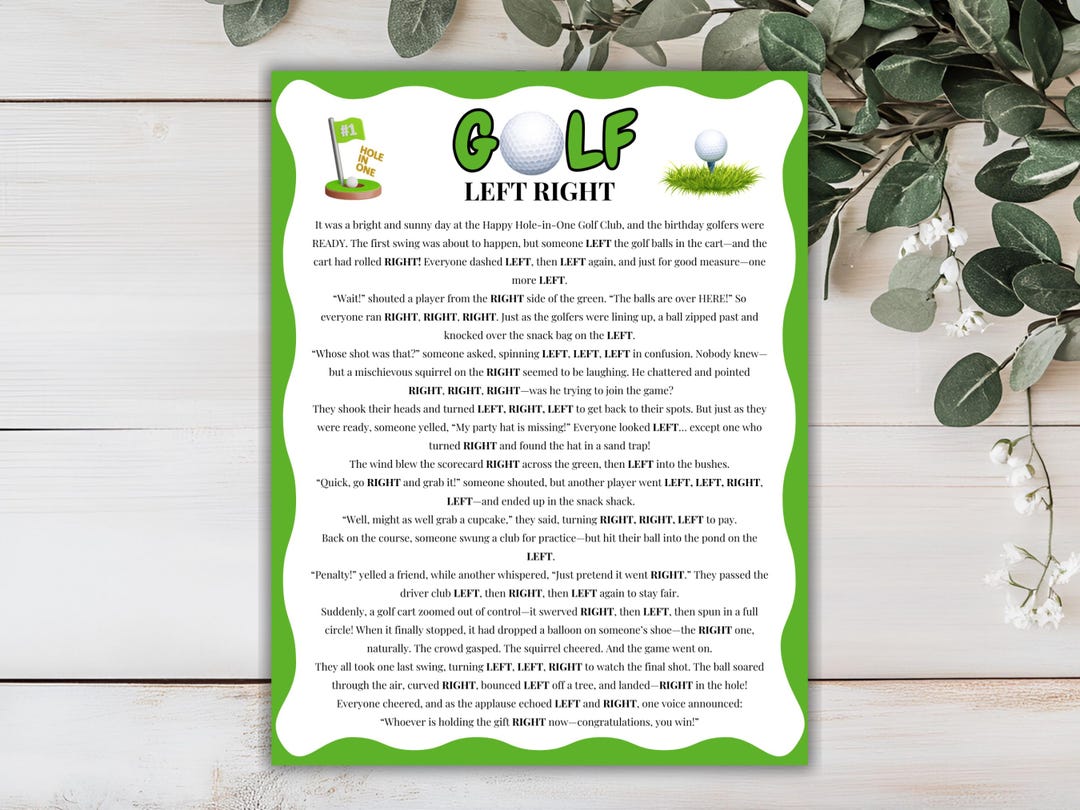 Golf Left Right Game, Golf Party Games, Golf Birthday Games, Golf ...