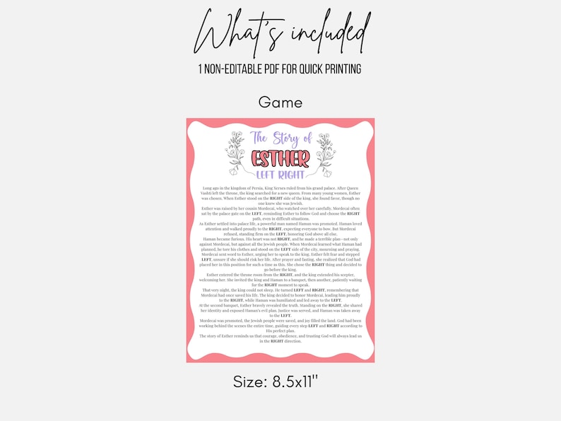 Esther Bible Left Right Game, Printable Bible Game for Kids Adults ...