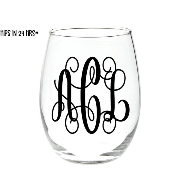 Monogram Glass - Etsy