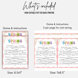 Spring Mad Libs Game, Fun Spring Game for Kids Adults, Spring Party ...
