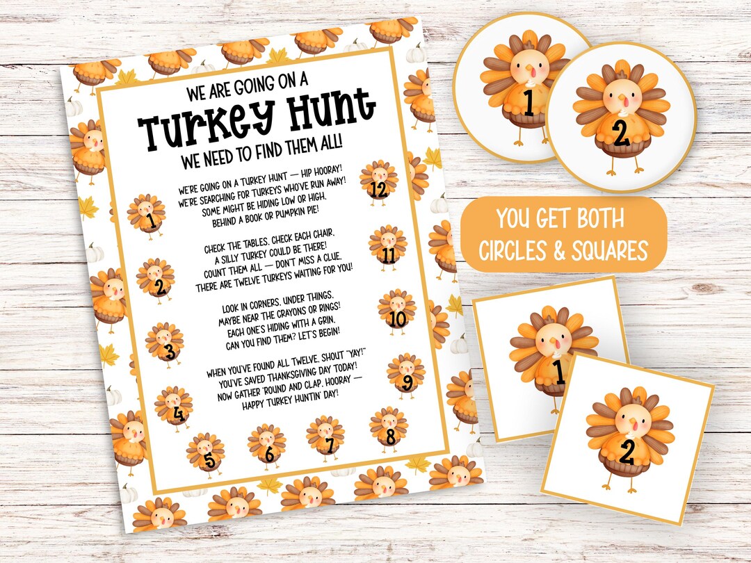 Thanksgiving Scavenger Hunt Game, Printable Turkey Hunt Game, Kids ...