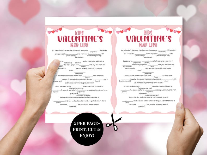 Valentine's Mad Libs Game, Fun Valentine's Games for Kids, Valentines ...