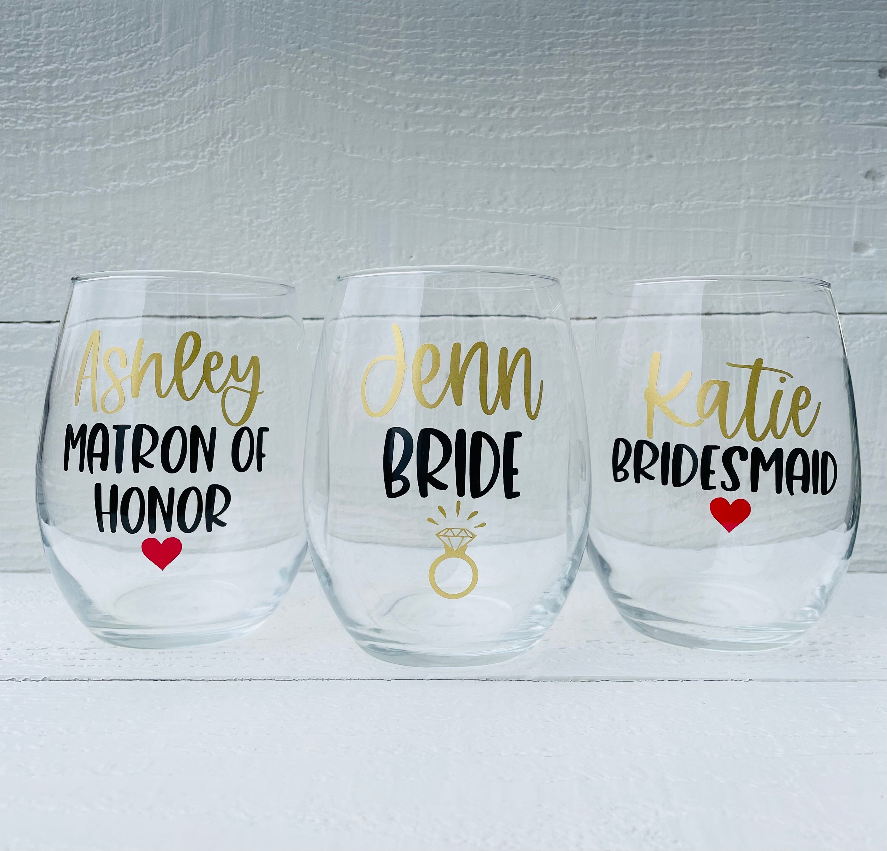 Bridal Party Wine Glasses Bride Maid or Matron of Honor - Etsy