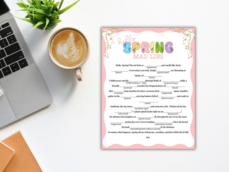 Spring Mad Libs Game, Fun Spring Game for Kids Adults, Spring Party ...