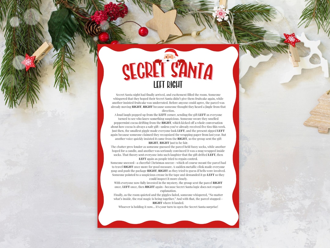 Secret Santa Left Right Game, Fun Group Christmas Party Game for Adults ...