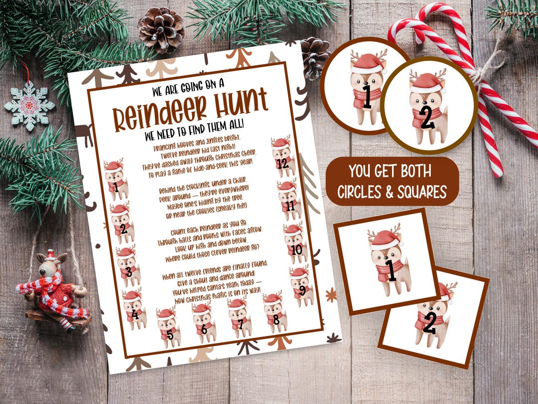 Reindeer Scavenger Hunt Game, Printable Christmas Game for Kids ...