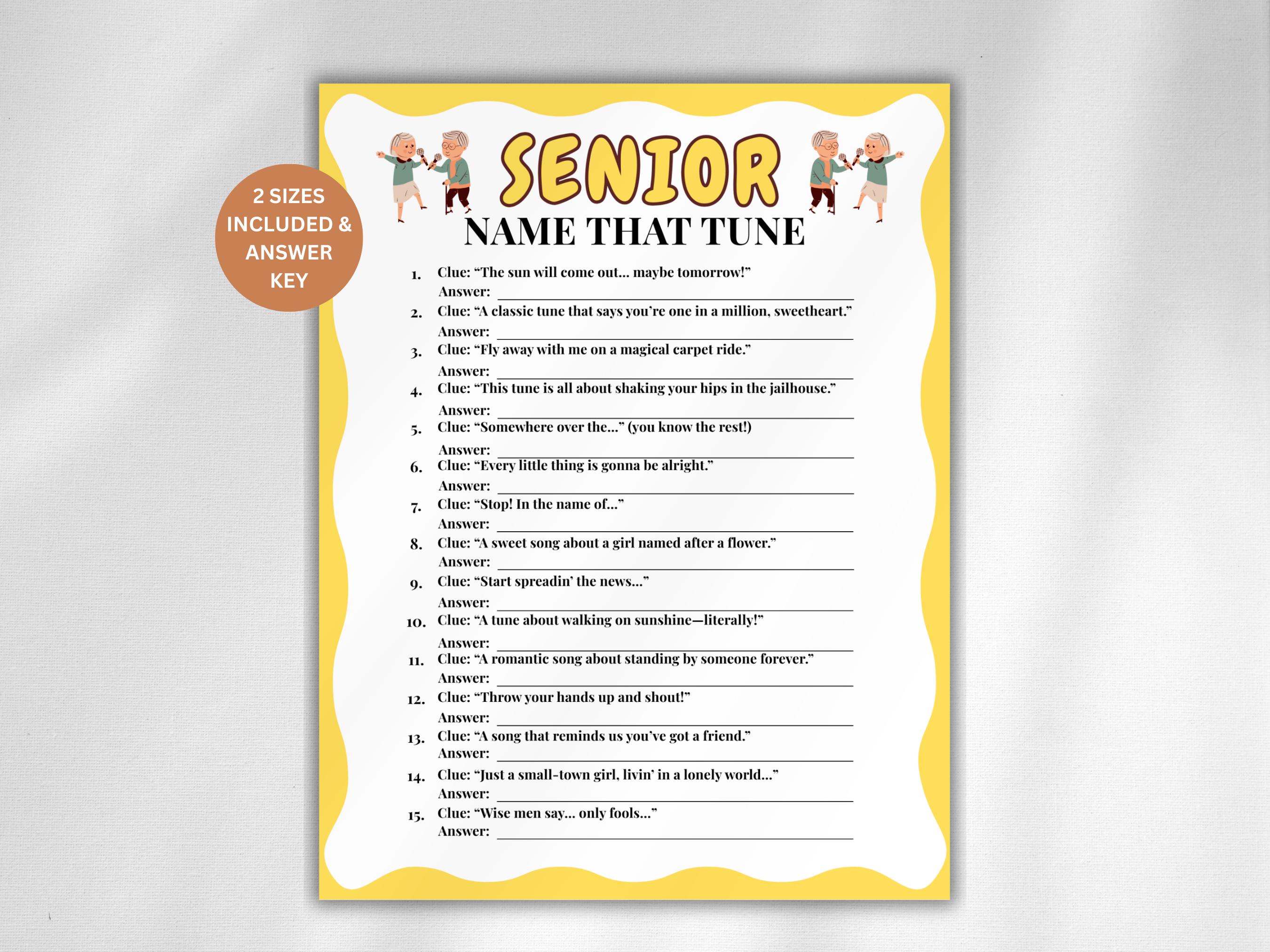 Senior Name That Tune, Games for Senior Citizens, Elderly Icebreaker ...