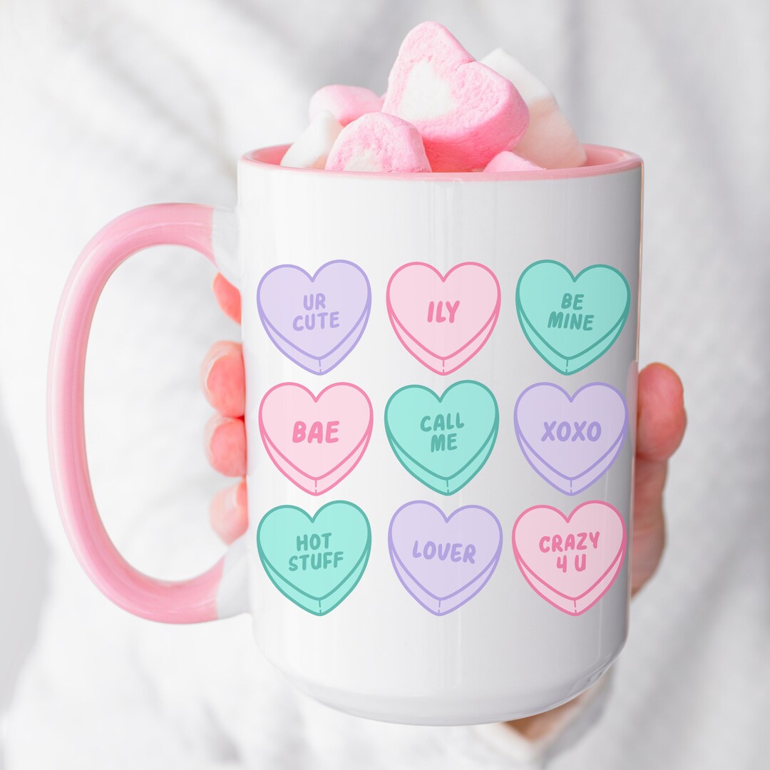 Valentine's Conversation Hearts Mug, Valentines Day Coffee Mug, 11 Oz ...