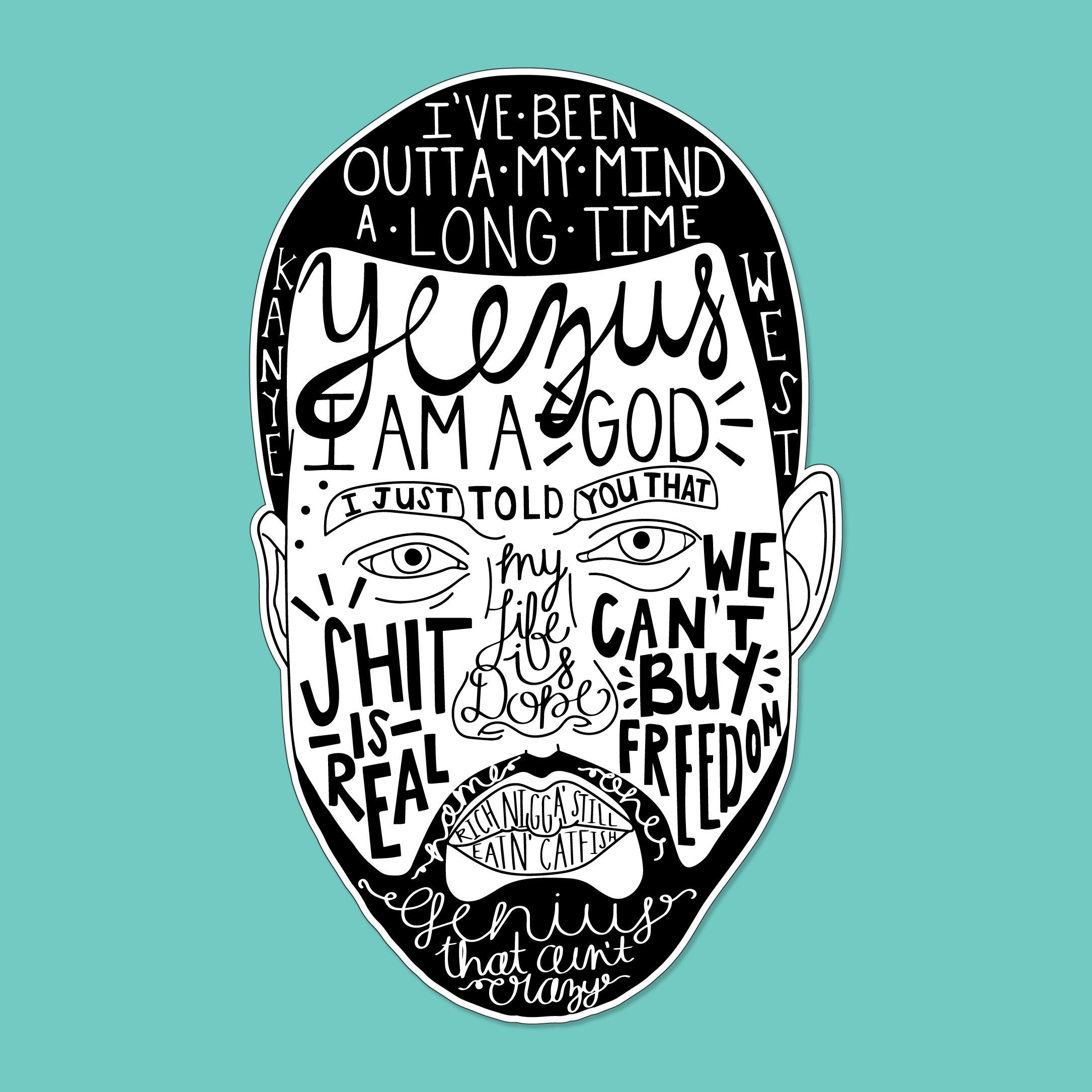 Kanye Vinyl Sticker - Etsy