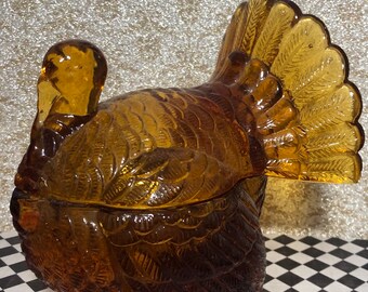 Glass Turkey Candy Dish - Etsy
