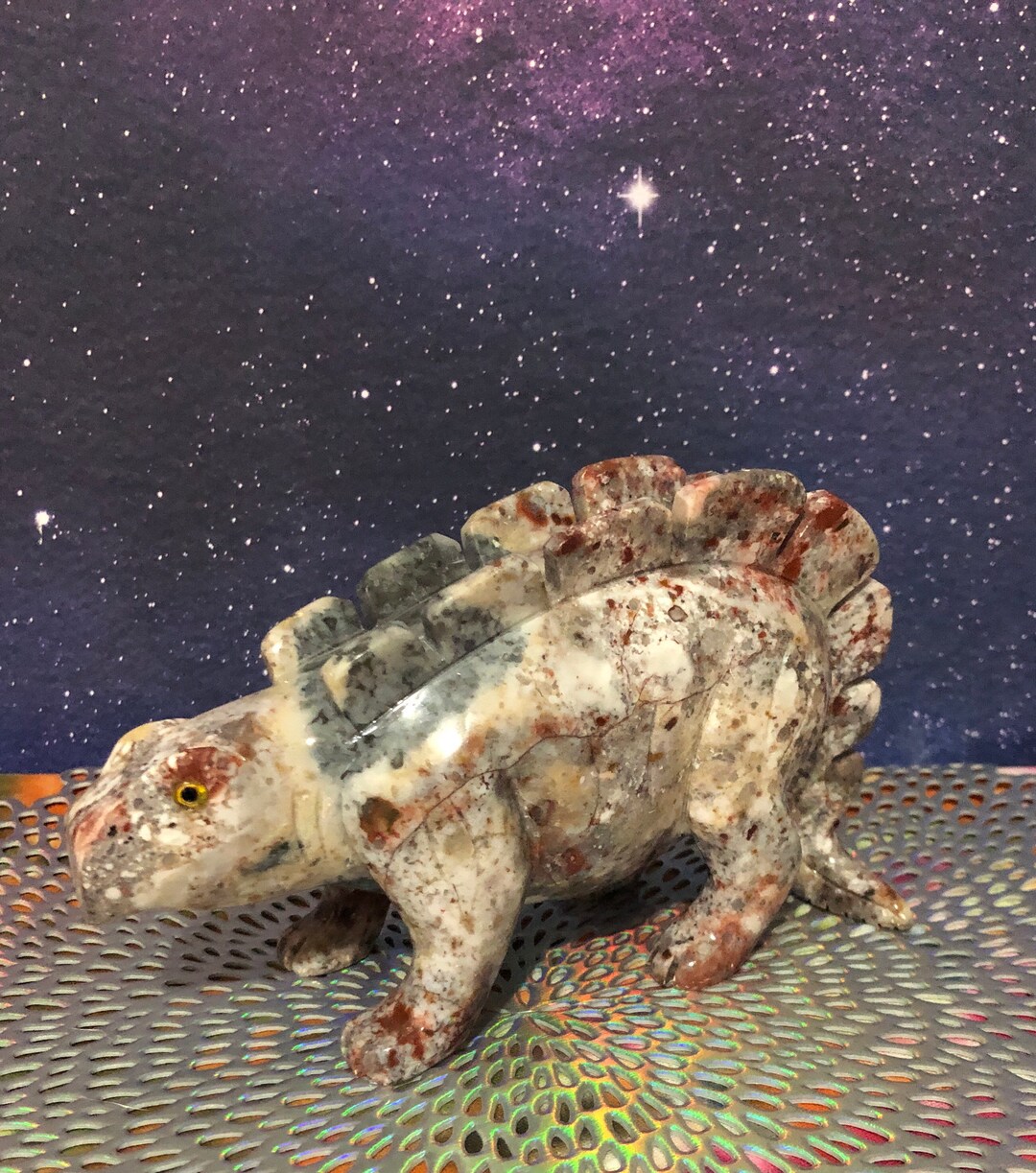 Carved Marble Stegosaurus Paperweight Vintage Polished Stone Dinosaur ...