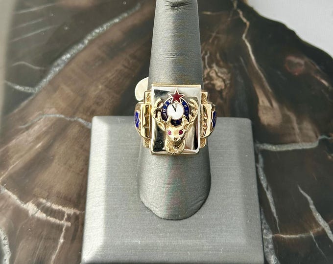 10 Karat Yellow Gold Elks Lodge Ring - Etsy