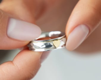 Silver Spinning Ring Meditation Heart Spinner Ring Spin | Etsy