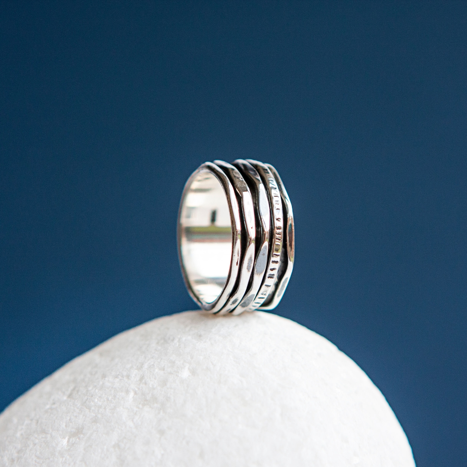 Silver Spinner Ring Sterling Silver Spinning Ring Hammered - Etsy Australia