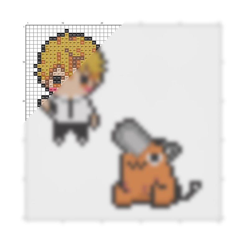 10 SPRITES - Chainsaw Man. Pixel Art Patterns for Hama, Perler, Fuse ...